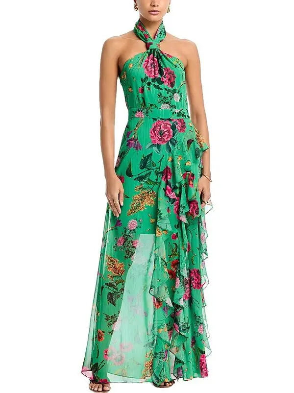 Aqua Halter Maxi Dress - Green/multi