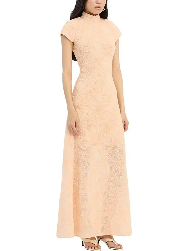 ROTATE BY BIRGER CHRISTENSEN Mesh Cap Sleeve Maxi Dress - Vani Cre