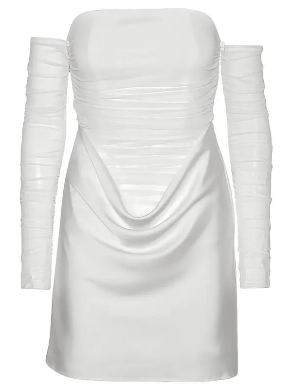 ROTATE BY BIRGER CHRISTENSEN Ruched Mini Dress - Egret