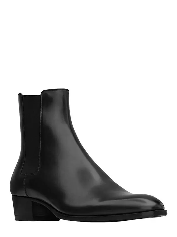Saint Laurent Wyatt Chelsea Boots - Black Smooth Leather