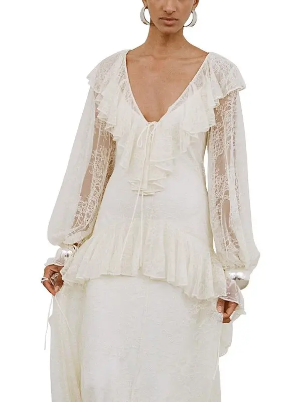 DE LA VALI Esen Lace Maxi Dress - Ivory
