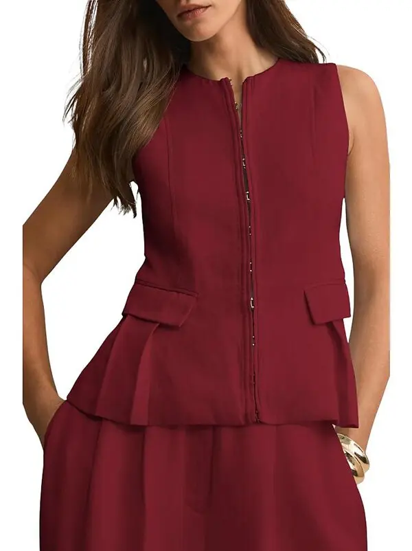 Mint Velvet Tailored Tie Back Waistcoat - Burgundy