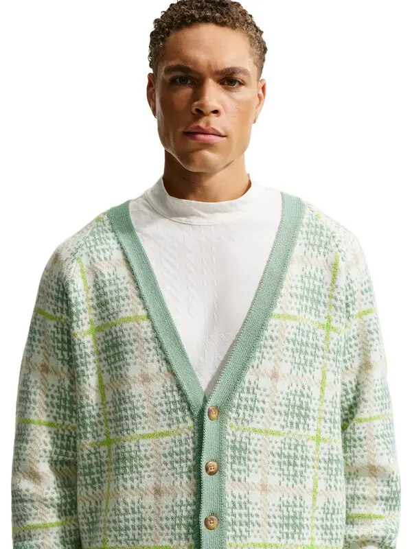 Nike Tartan Loose Golf Cardigan - Green