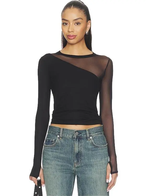 Michael Lauren Solita Asymmetrical Top - Black
