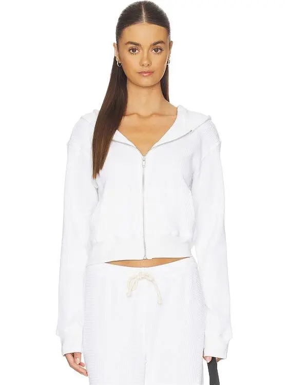 PERFECTWHITETEE Waffle Zip Hoodie - White