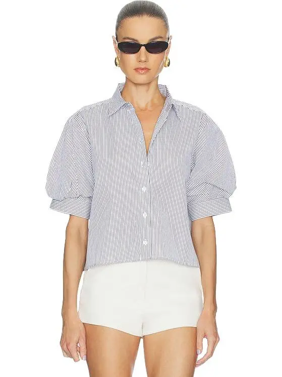 FRAME The Billow Sleeve Shirt - Navy Stripe