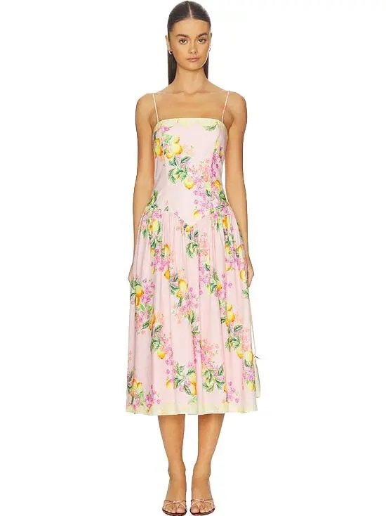 Amanda Uprichard Delora Midi Dress - Limoncello Print