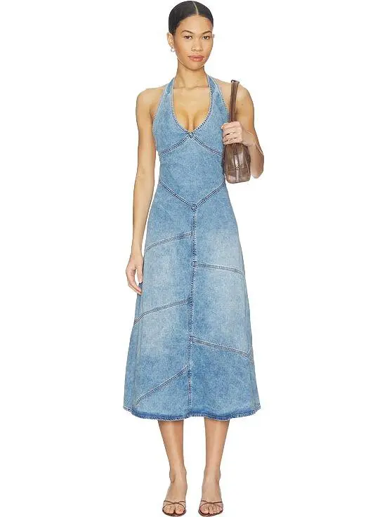 EB DENIM Delphi Pieced Halter Dress - Meadow