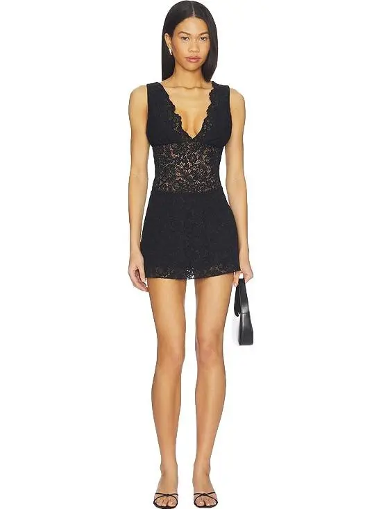 Frankies Bikinis Moon Lace Mini Dress - Black