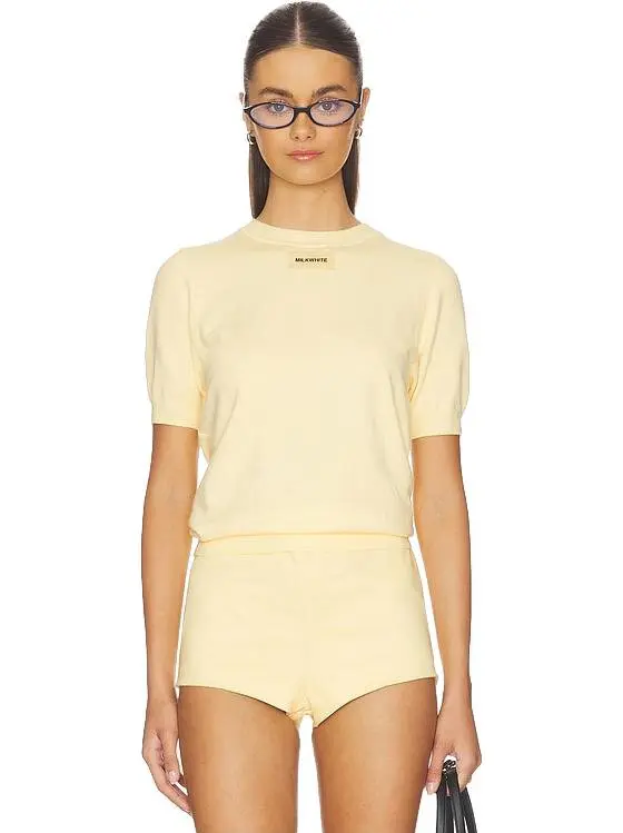 MILKWHITE Short Sleeve Sweater - Pale Yellow