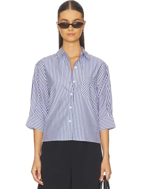 Rag & Bone Lucia Stripe Poplin Shirt - Navy Stripe