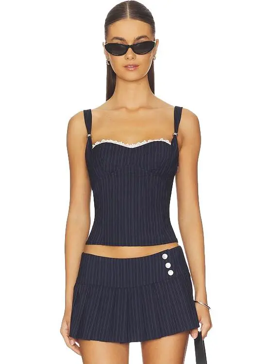 I.AM.GIA Marrion Corset Top - Navy And White Pinstripe