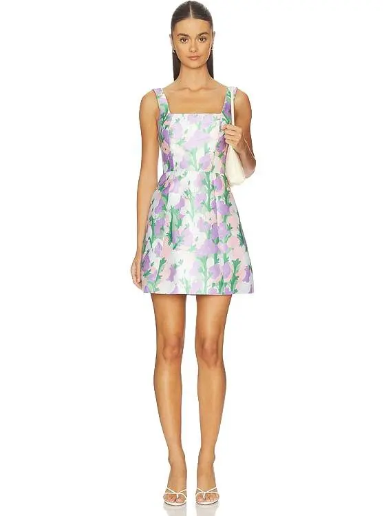 ELLIATT Lavina Square Neck Mini Dress - Purple Floral