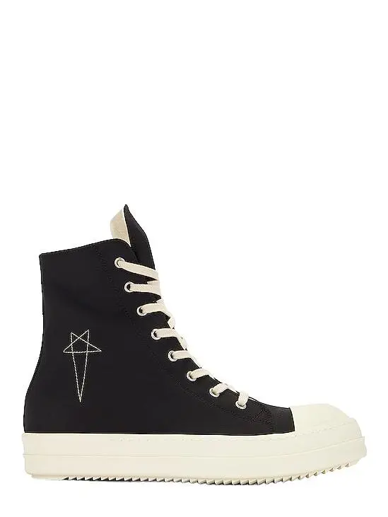 Rick Owens High-top Sneakers With Pentagram Embroidery - Black & Pearl