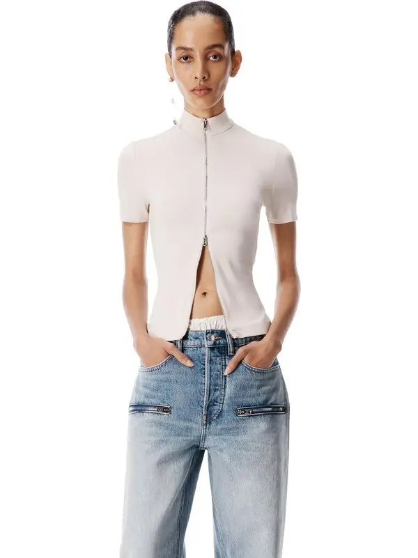 Alexander Wang Rashguard Mock Neck Top - Ivory