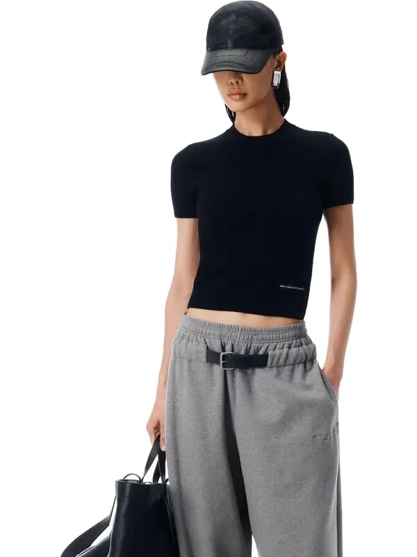 Alexander Wang Short Sleeve Wool Tee - Black