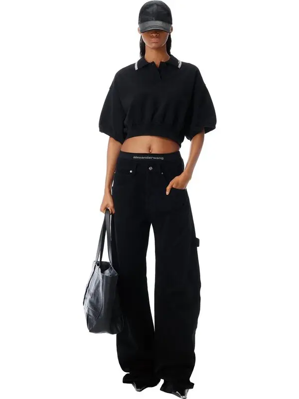 Alexander Wang Mid-rise Wide Leg Jeans - Washed Black