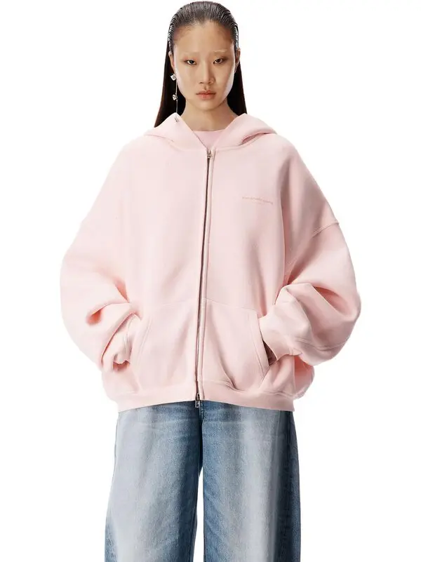 Alexander Wang Crystal Terry Zip Hoodie - Light Pink