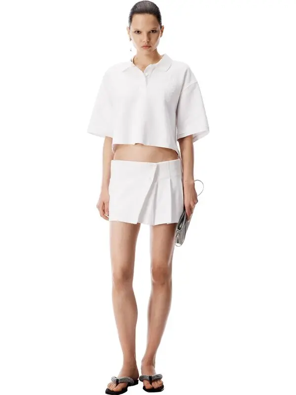 Alexander Wang Pleated Wrap Mini Skirt - Vintage White