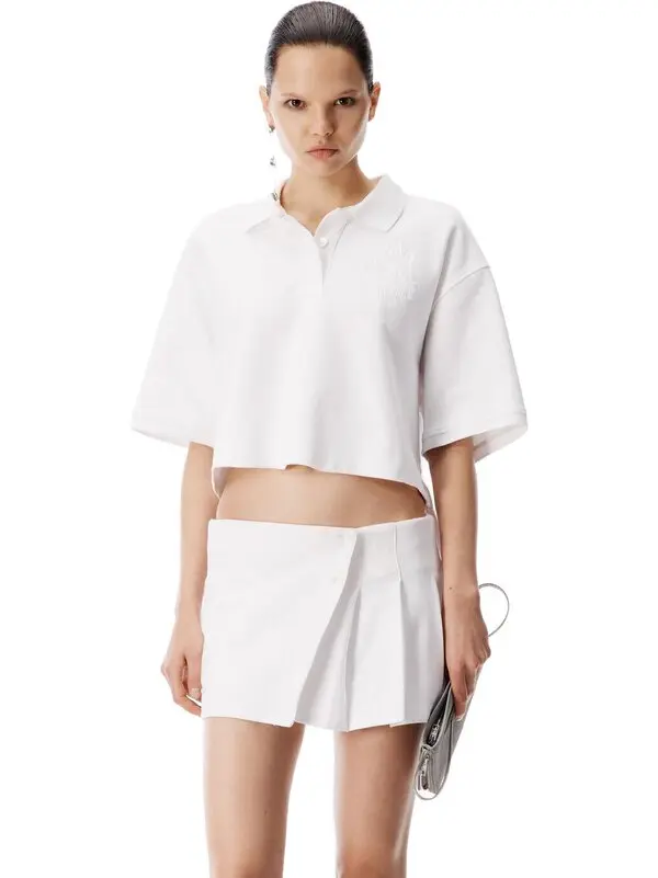 Alexander Wang Cropped Oversized Polo - Vintage White