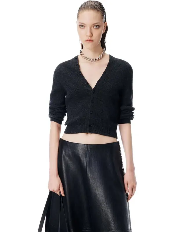 Alexander Wang Cardigan In Wool With Continuous Placket - Charcoal