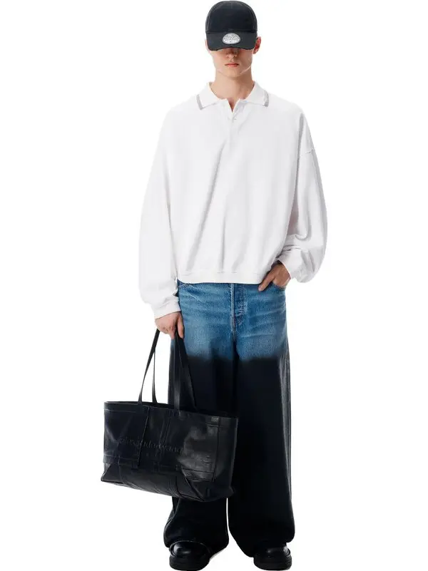 Alexander Wang Surge Leather Coated Jean - Vintage Marbled Blue