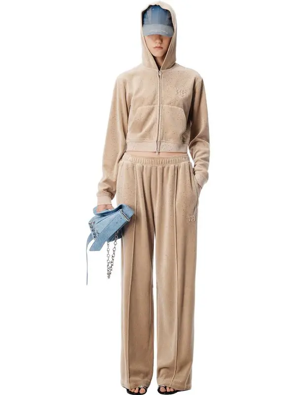 Alexander Wang Crystal Hotfix Terry Sweatpants - Warm Taupe