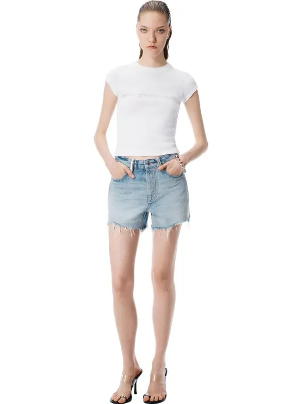 Alexander Wang Relaxed-fit Crystal Hotfix Short - Vintage Bleach Blue