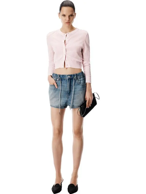Alexander Wang Crystal Drawcord Short - Tinted Medium Indigo