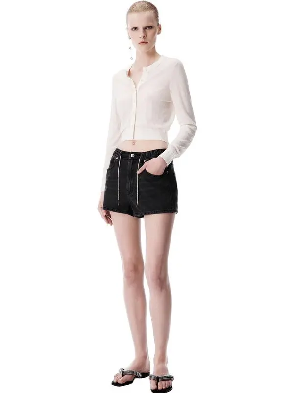 Alexander Wang Crystal Drawcord Short - Grey Aged