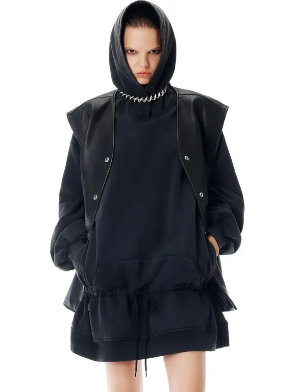 Alexander Wang Dropped Waist Hoodie Dress - Washed Black