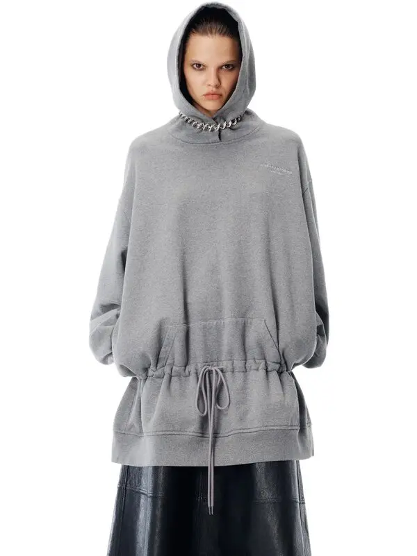 Alexander Wang Dropped Waist Mini Hoodie Dress - Dark Heather Grey