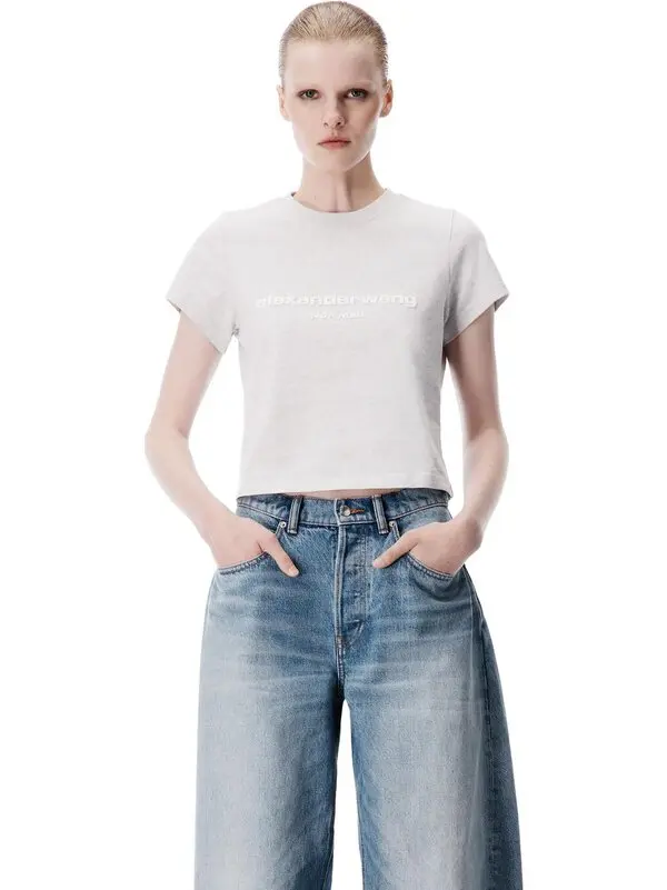 Alexander Wang Puff Logo Baby Tee - Light Heather Grey