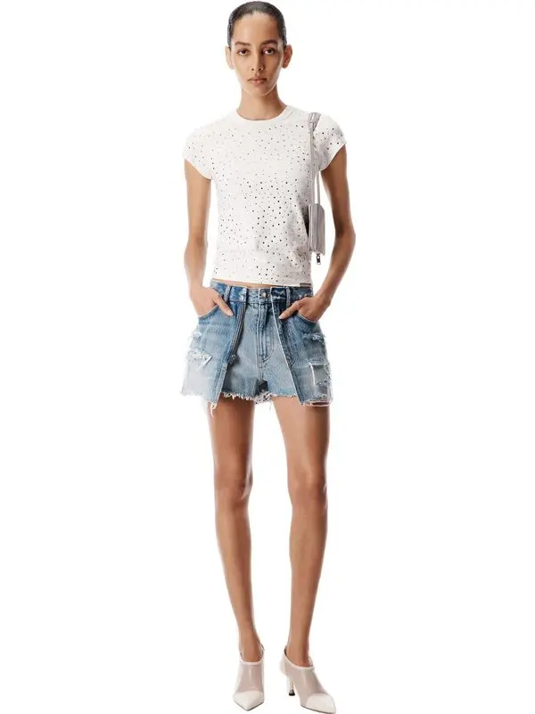 Alexander Wang Zip Double Layer Short - Authentic Light Indigo