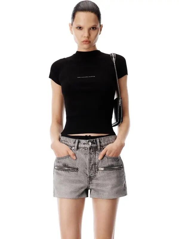 Alexander Wang Textured Logo Crewneck Top - Black