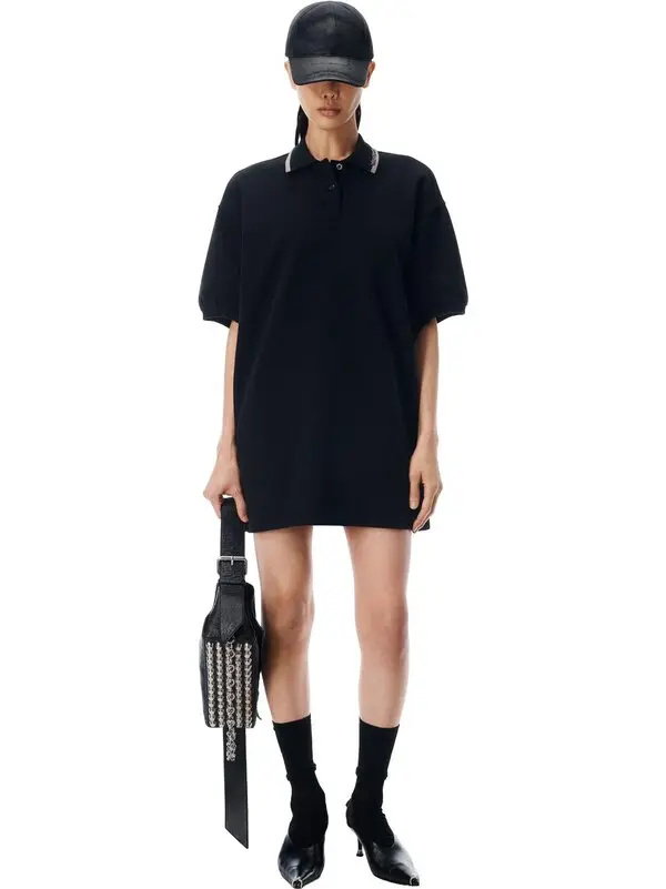 Alexander Wang Relaxed Polo Cotton Minidress - Black