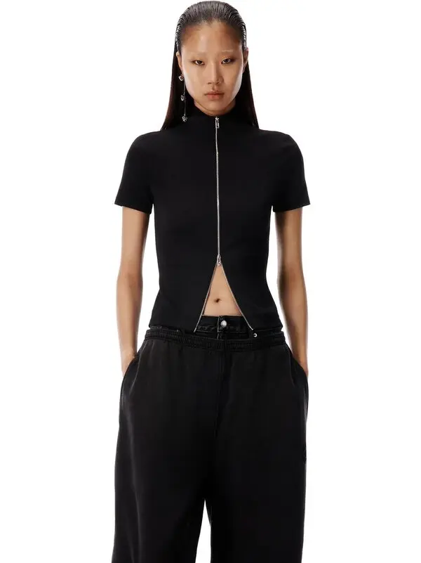 Alexander Wang Rashguard Mock Neck Top - Black