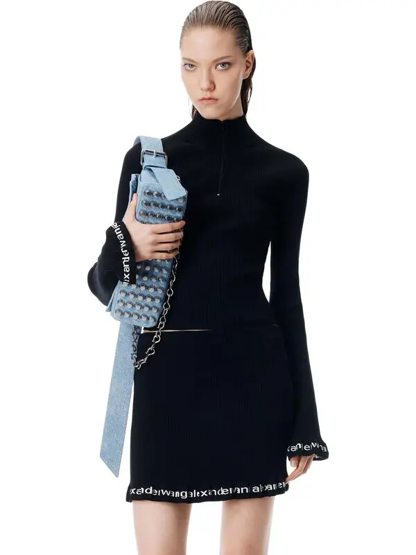Alexander Wang Long-sleeve Ruffle-hem Turtleneck - Black