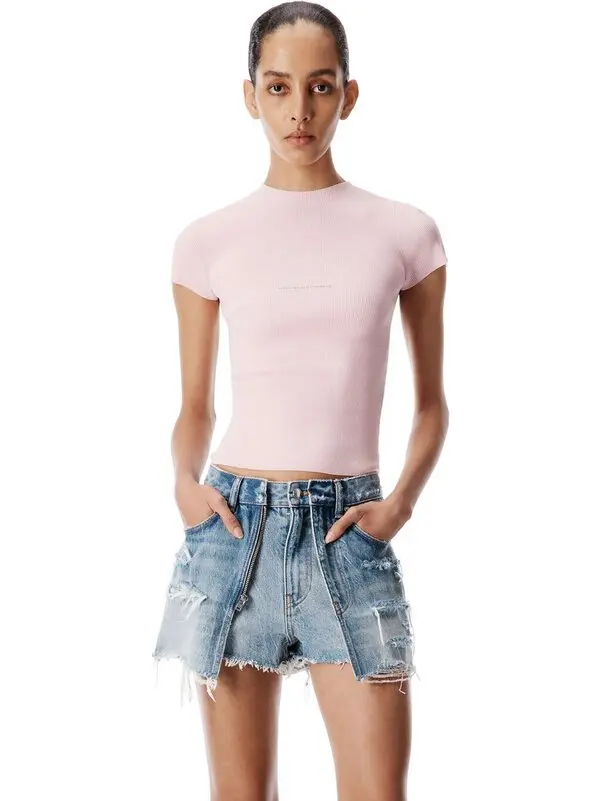 Alexander Wang Knit Logo Baby Tee - Light Pink