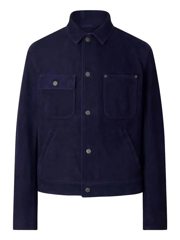 Ralph Lauren Purple Label Suede Field Jacket - Blue