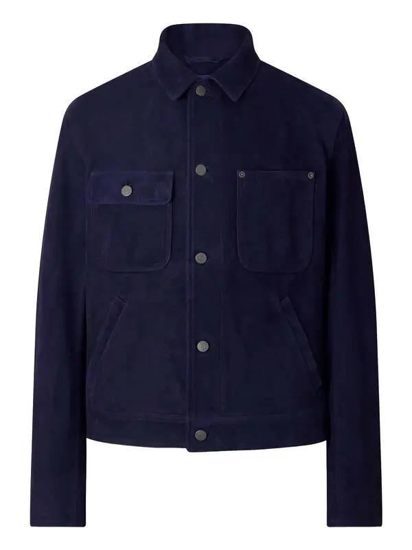Ralph Lauren Purple Label Suede Field Jacket - Navy