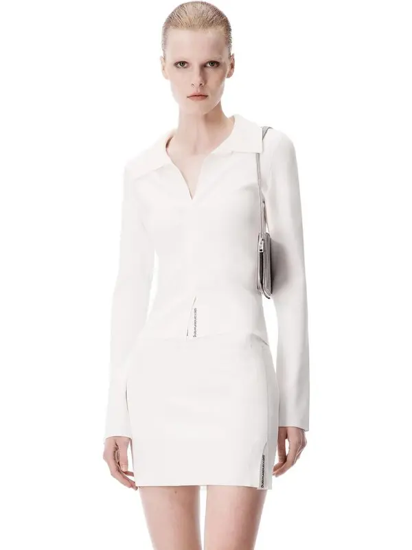 Alexander Wang Long Sleeve Polo Shirt - Soft White