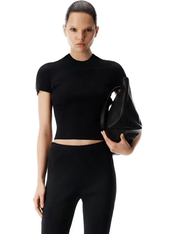 Alexander Wang Debossed Logo Fitted Top - Black