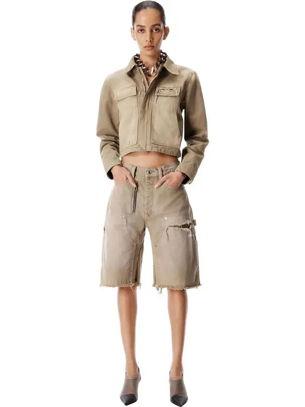 Alexander Wang Mid-rise Carpenter Short With Zip Detail - Vintage Army Green