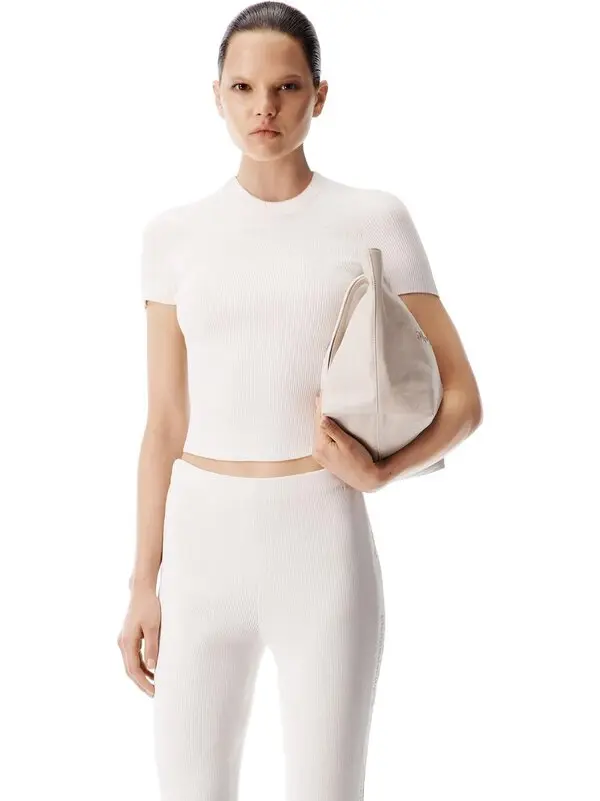 Alexander Wang Debossed Logo Fitted Turtleneck Tee - Optic White