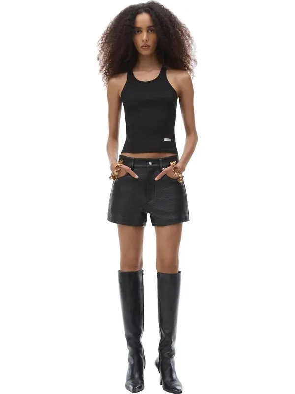 Alexander Wang High-waist Nappa Leather Shorts - Black