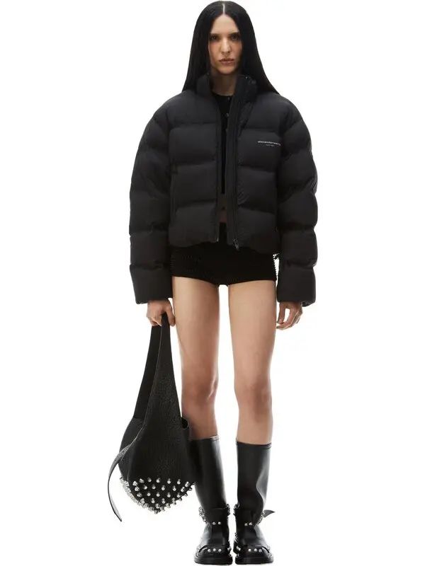 Alexander Wang Logo Reflective Puffer Coat - Black