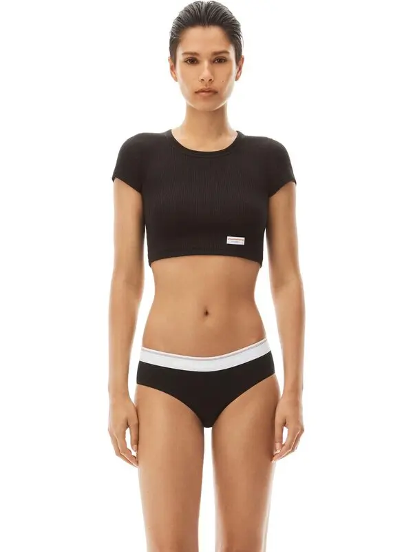 Alexander Wang Cropped Ribbed T-shirt - Black
