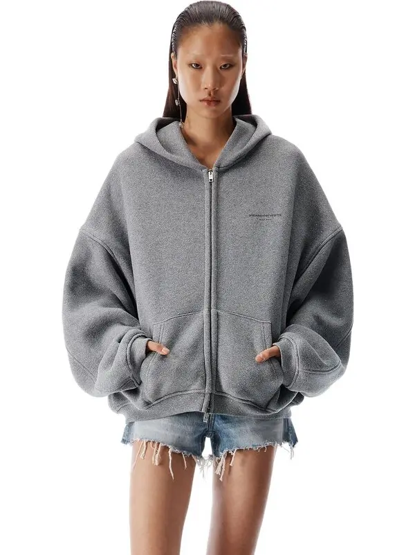 Alexander Wang Crystal Zip-up Hoodie - Sidewalk