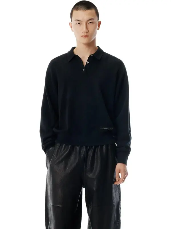 Alexander Wang Wool-blend Henley Pullover - Black